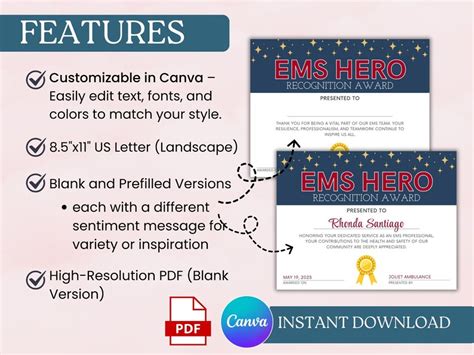 Ems Recognition Certificate Template Emt Paramedic Appreciation Award