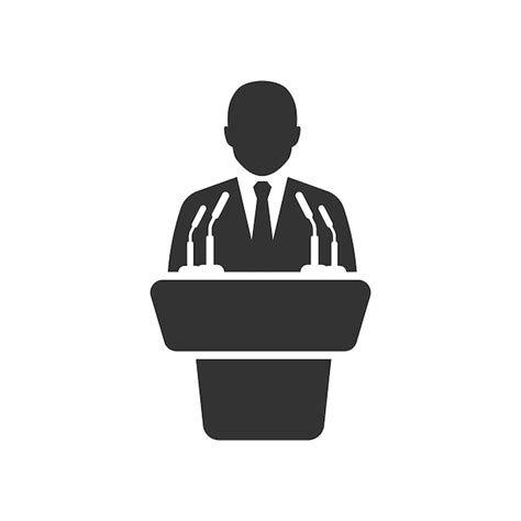 Premium Vector | Speaker icon in flat style Conference podium vector ...