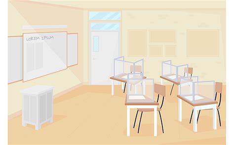 Empty Class At School Color Vector Illustration By Ntl Studio