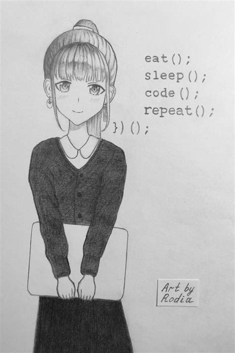 Programmer girl Рисунки Манга Стиль