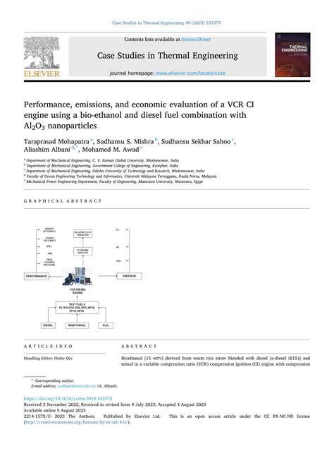 Pdf Performance Emissions And Economic Evaluation Of A Vcr Ci