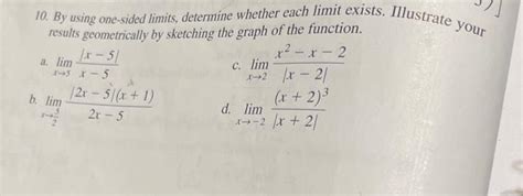 solved 10 by using one sided limits determine whether each