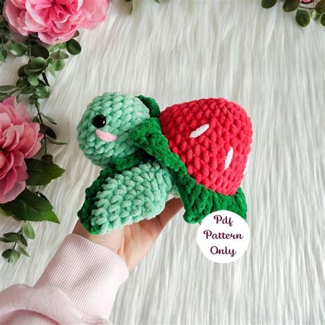 Mini Strawberry Turtle Crochet Pattern Fruit Turtles Amigurumi