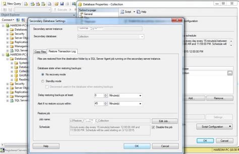 Change Restore Mode Of Secondary SQL Server Database In Log Shipping