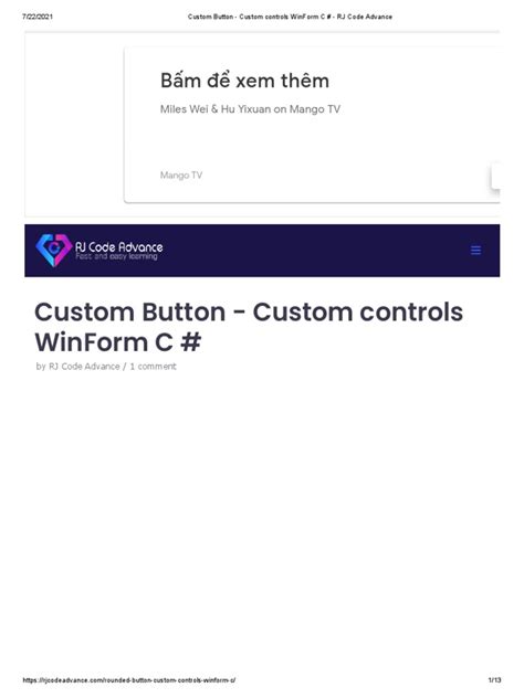 Custom Button Custom Controls Winform C Rj Code Advance Pdf C