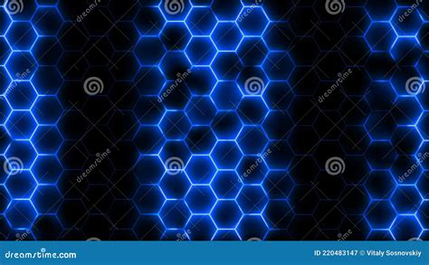 3d Rendering Of Abstract Futuristic Hexagonal Mesh With Light Effects Stock Illustration