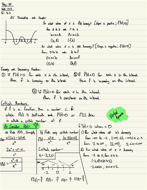 In Class Notes 3 Unit 2 Derivatives And Applications Day ¥ Derivatives And Graphs For