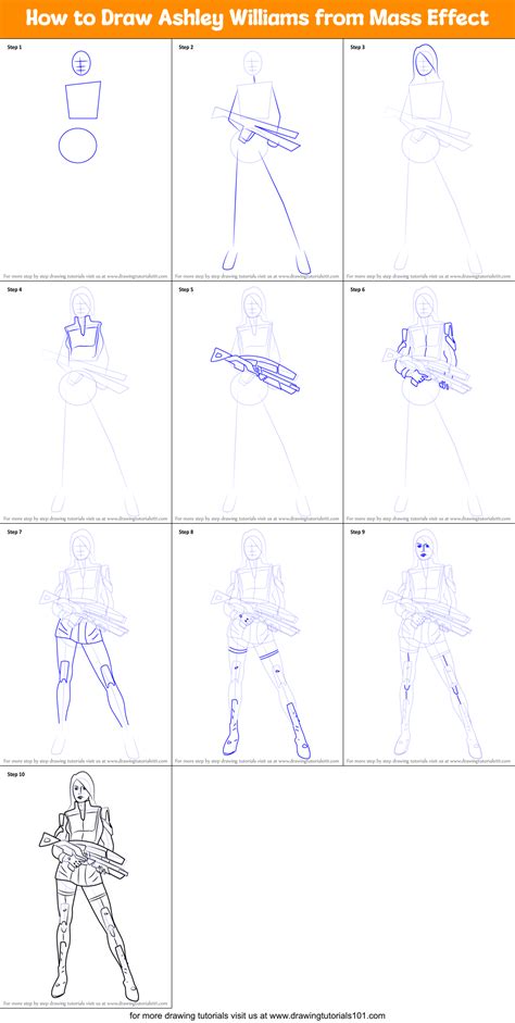 How To Draw Ashley Williams From Mass Effect Mass Effect Step By Step