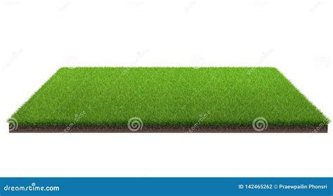 3d Rendering Of Green Grass Field Isolated On A White Background With