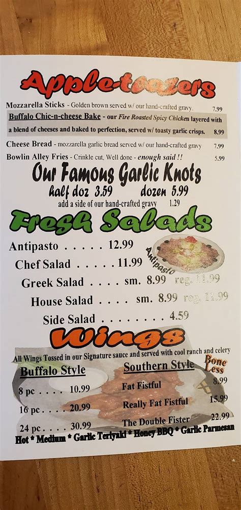 Menu At The Fat Apple Pizzeria North Fort Myers