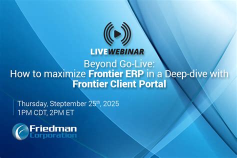 Learn To Use Frontier Erps Client Portal A Live Webinar