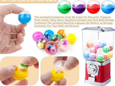 Gumball Machine Containers 50 Pack Colorful Round Capsules 11 Inch