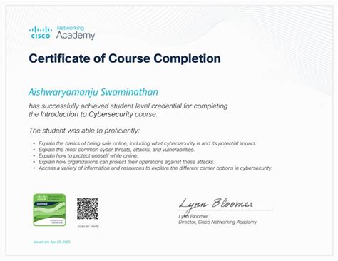 Cisco Cybersecurity Certification Learningjourney Upskilling Aishwaryamanju Swaminathan