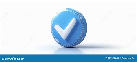 Blue Checkmark Icon With A White Outline On A Gray Background Symbolizing Approval Or