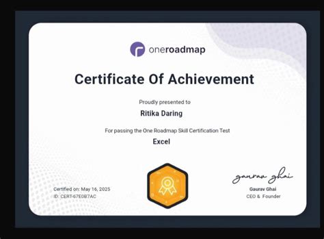 Excel Certification Oneroadmap Continuouslearning Skillsdevelopment… Ritika Daring