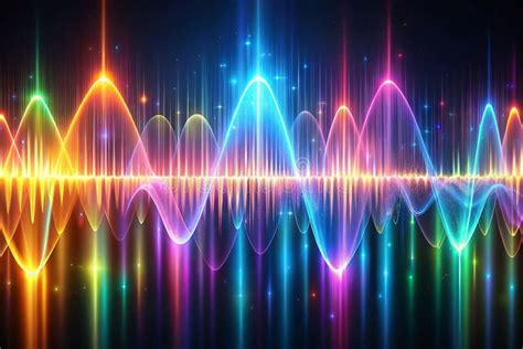 Colorful Audio Waves Abstract Digital Art Glowing Lines Vibrant Background Stock Illustration