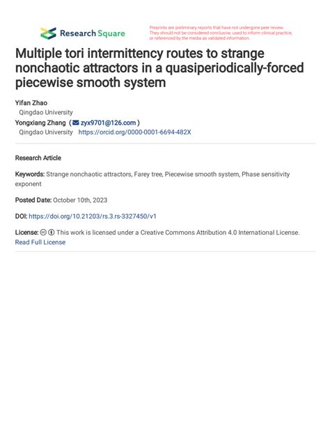 Pdf Multiple Tori Intermittency Routes To Strange Nonchaotic