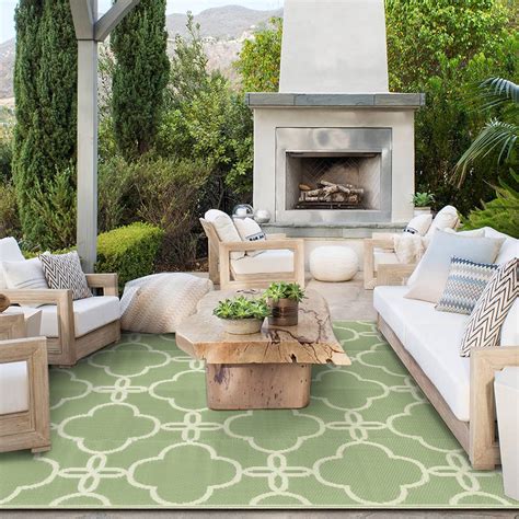 Ashler Sage Green Outdoor Plastic Straw Rug Waterproof For