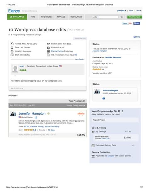 10 Wordpress Database Edits Website Design Job Pdf