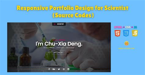 Responsive Portfolio Design For Scientist Using Html Css And Javascript Free Source Code