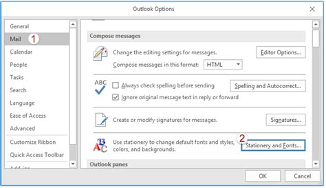 How To Set Default Font Face Size And Color For New Message In Outlook
