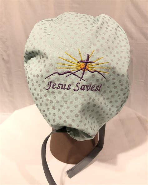 Christian Scrub Caps Jesus Saves Etsy