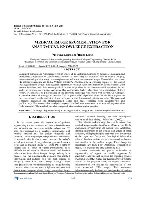 Pdf Medical Image Segmentation For Anatomical Knowledge Extraction