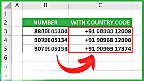 how to add country code to phone number in excel youtube