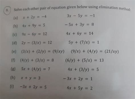 Solved Solve Each Other Pair Of Equation Given Below Using Chegg Com