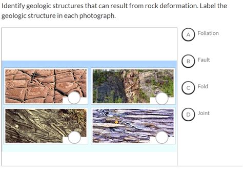 solved identify geologic structures that can result from