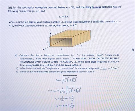 Solved Q For The Rectangular Waveguide Depicted Below Chegg