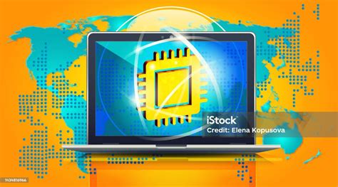 Nanotechnology Concept In Realistic Style Laptop With Central