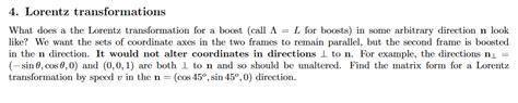 solved 4 lorentz transformations what does a the lorentz