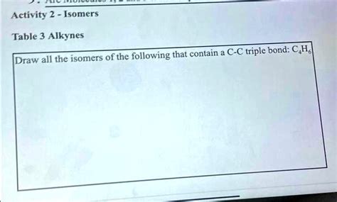 SOLVED Activity Isomers Table Alkynes Draw All The Isomers Of The Following That Contain A C