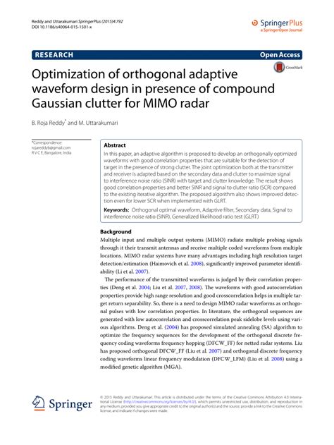 PDF Optimization Of Orthogonal Adaptive Waveform Design In Presence Of Compound Gaussian