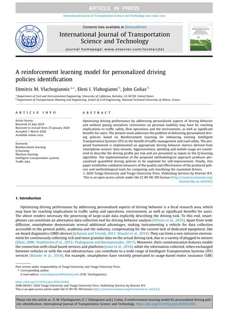 Pdf A Reinforcement Learning Model For Personalized Driving Policies Identification