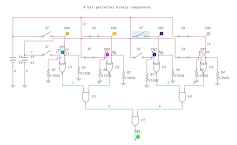 4 Bit Parrallel Binary Comparator Multisim Live