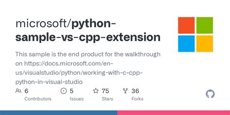 GitHub Microsoft Python Sample Vs Cpp Extension This Sample Is The End Product For The