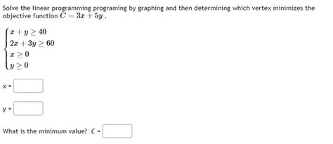 Solved Solve The Linear Programming Programing By Graphing Chegg