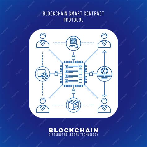 Premium Vector Vector Outline Design Blockchain Smart Contract Protocol Principle Explain