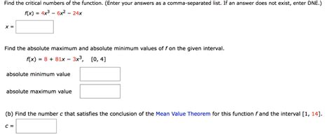 solved find the critical numbers of the function enter