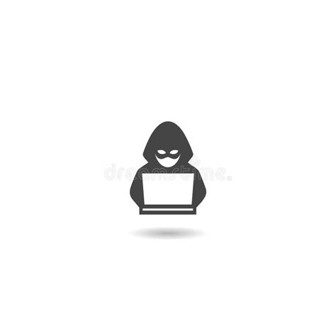 Simple Hacker Icon With Shadow Stock Vector Illustration Of Face