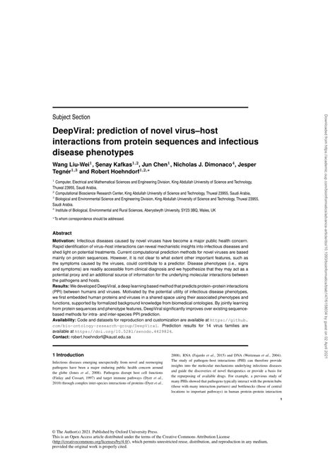Pdf Deepviral Prediction Of Novel Virus Host Interactions From Protein Sequences And