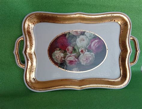 Купити Фарфорова таця з ручками Позолота Оригінальне виробництво Італії Бруно Костенаро