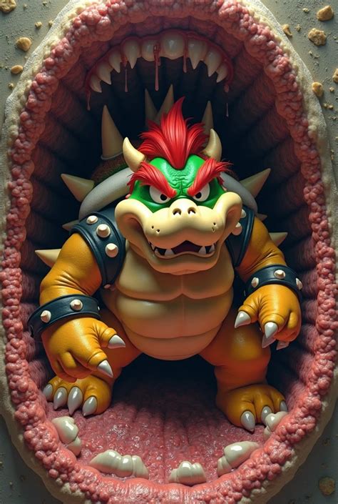 Fat Bowser From Super Mario Inside Someones Throat Seaart Ai