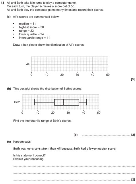 Gcse 9 1 Maths Box Plots Past Paper Questions Pi Academy