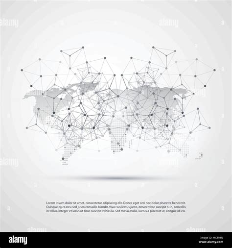 Cloud Computing And Networks With World Map Abstract Global Digital Network Connections