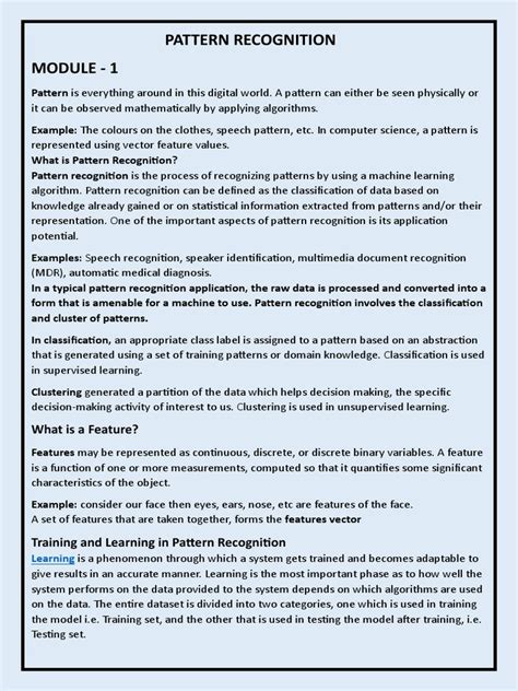 Pattern Recognition Final Notes Pdf Pattern Recognition