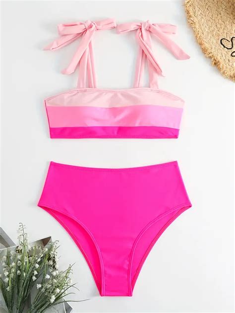 Bow Tie Shoulder Bikini High Stretch Comfy Cute Temu Philippines
