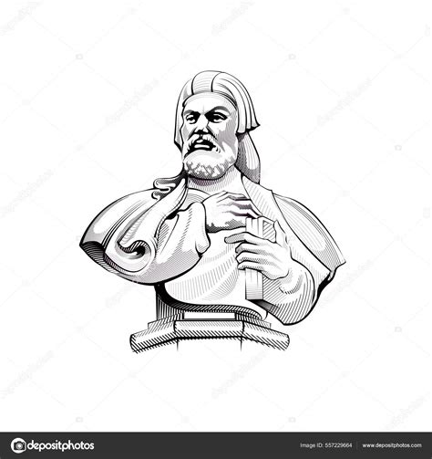 Nizami Ganjavi Nizami Gencevi Monument Line Art Illustration Stock